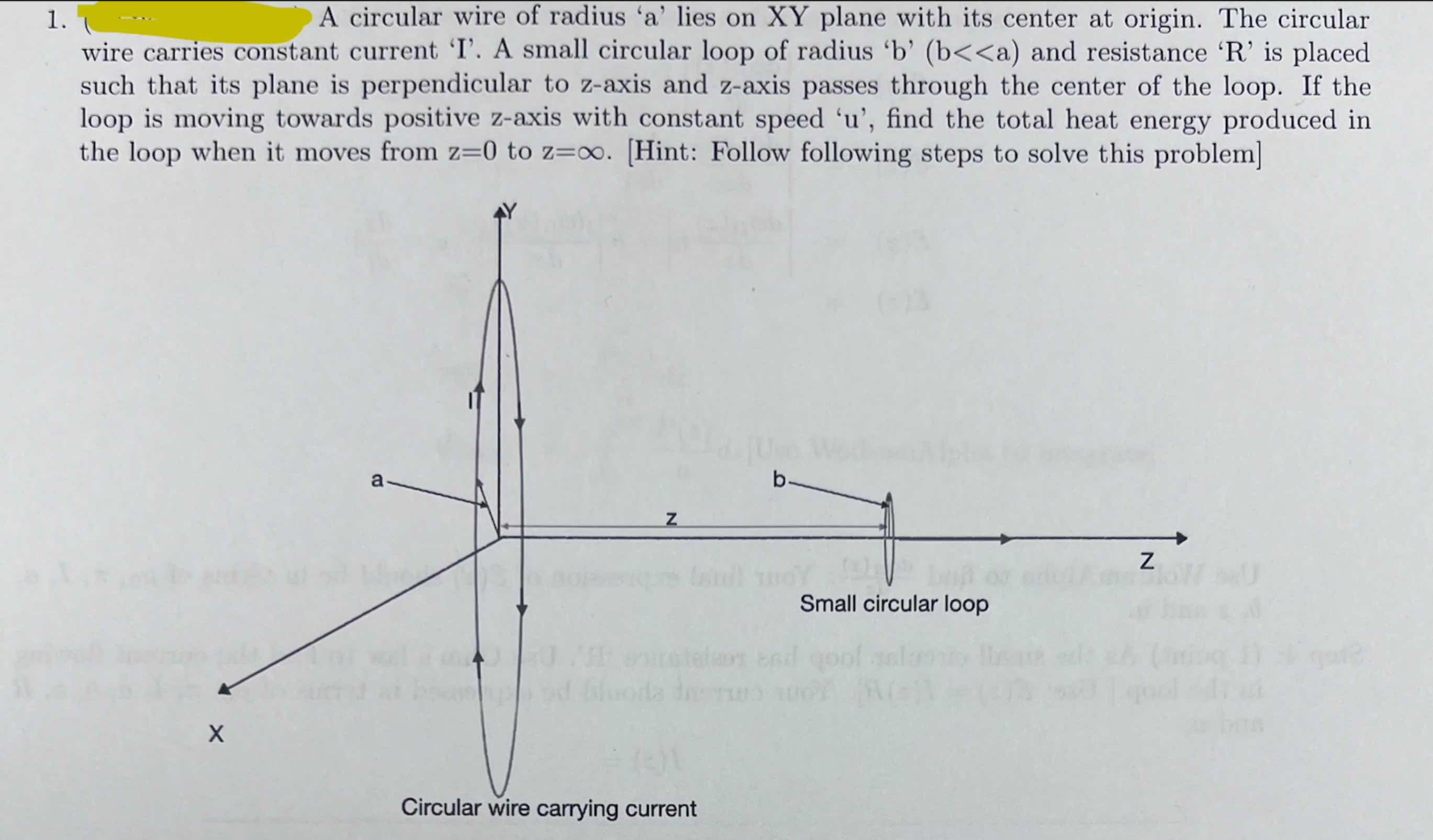 Solved A circular wire of radius 'a' ﻿lies on XY plane with | Chegg.com