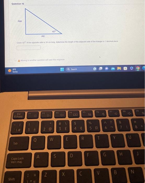 Solved Question 16 21°C Sunny Opp Given 420. If the opposite | Chegg.com
