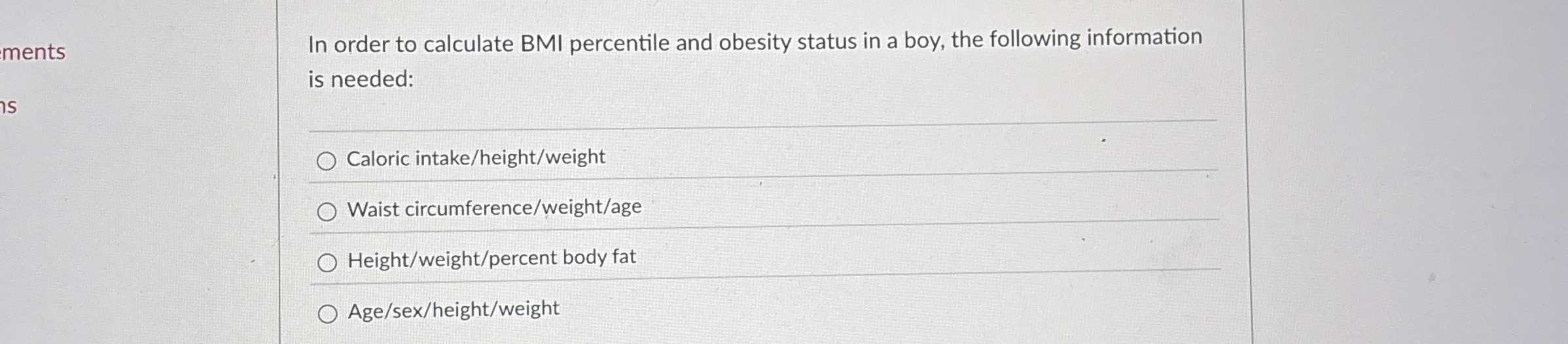 Solved In order to calculate BMI percentile and obesity | Chegg.com