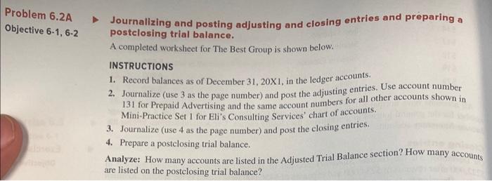 Journalizing and posting adjusting and closing | Chegg.com