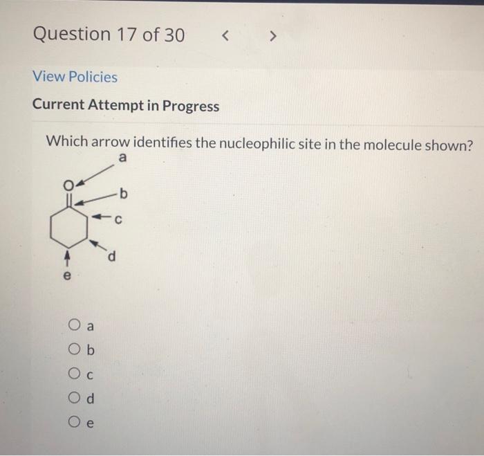 Solved Which arrow identifies the nucleophilic site in the | Chegg.com