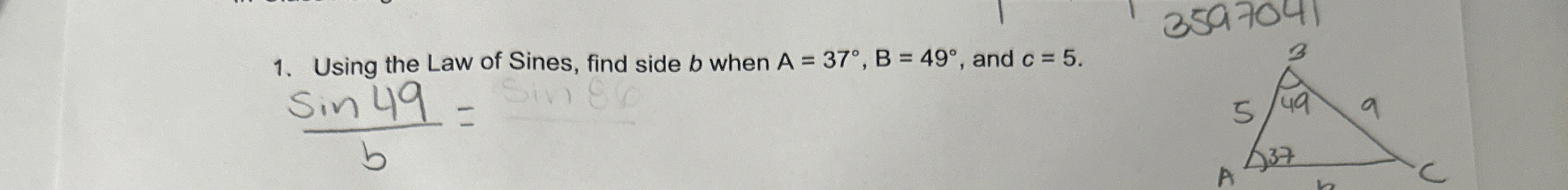 Solved Using the Law of Sines, find side b ﻿when | Chegg.com