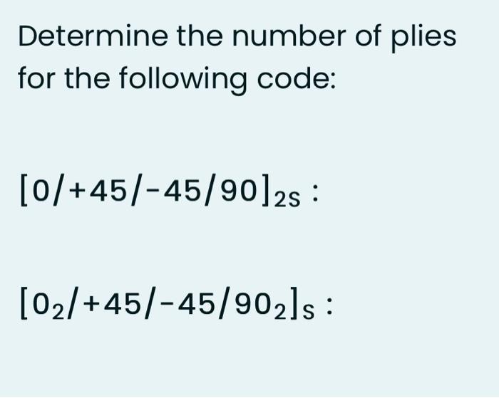 Solved Determine the number of plies for the following code: | Chegg.com