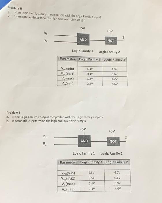 Solved Problem H a. Is the Logic Family 1 output compatible | Chegg.com