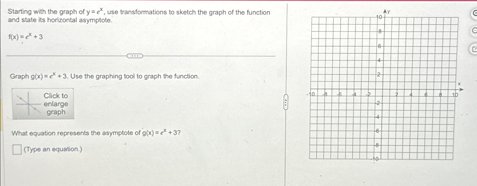 Solved Starting with the graph of y=ex, ﻿use transformations | Chegg.com