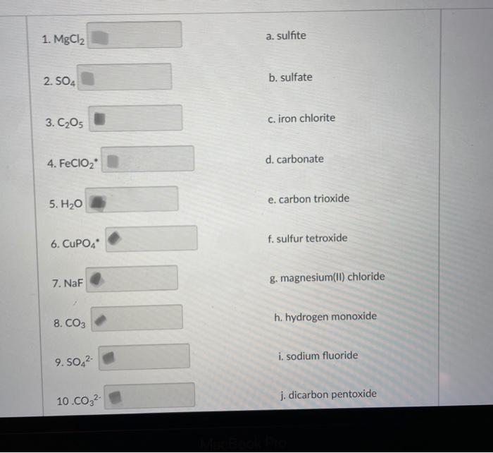 Solved match the column on the left with the proper name on | Chegg.com