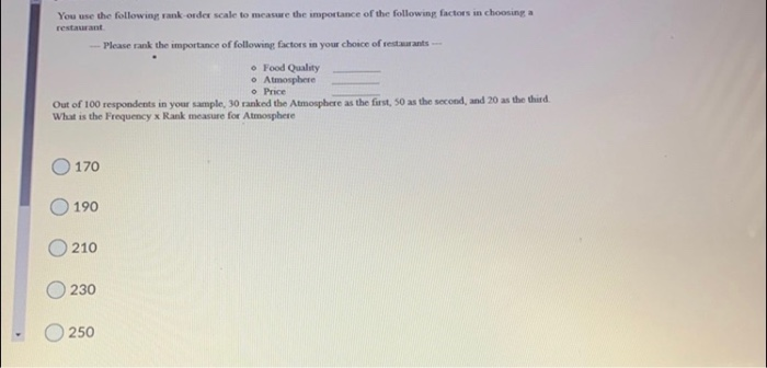 Solved You use the following rank order scale to measure the | Chegg.com