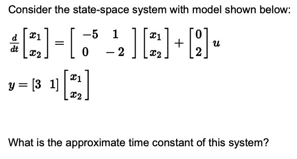 Solved Consider the state-space system with model shown | Chegg.com