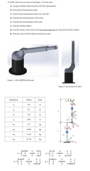 A 4-DOF robot arm was shown in the figure 1. For this | Chegg.com