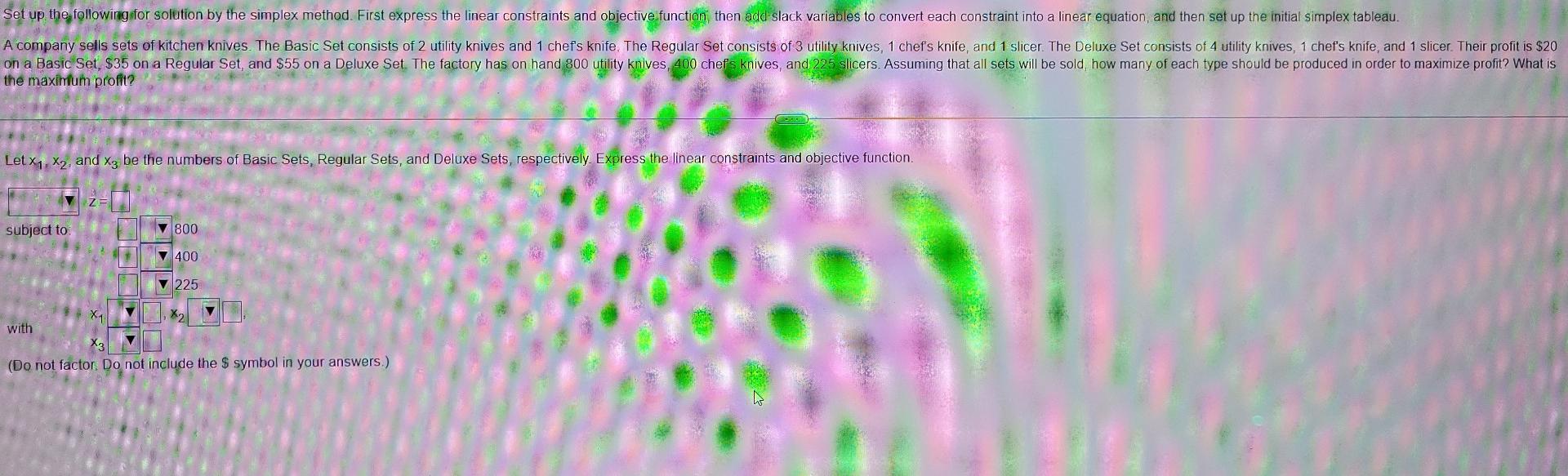 Solved Set up the following for solution by the simplex | Chegg.com