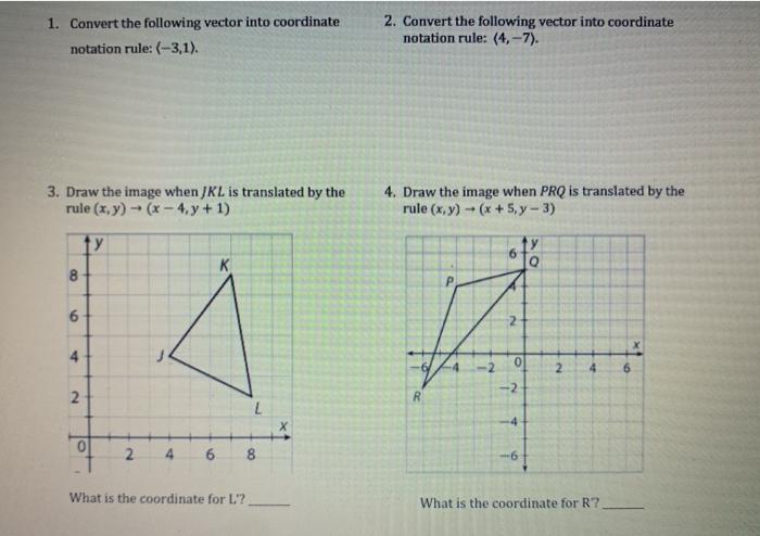 Solved 1 Convert The Following Vector Into Coordinate