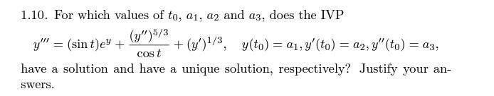 Solved 1.10. For which values of t0,a1,a2 and a3, does the | Chegg.com