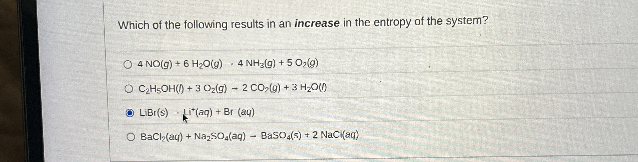Solved Which of the following results in an increase in the | Chegg.com