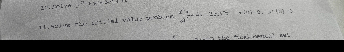 Solve y(3)+y''=3e'+4xSolve the initial value problem | Chegg.com