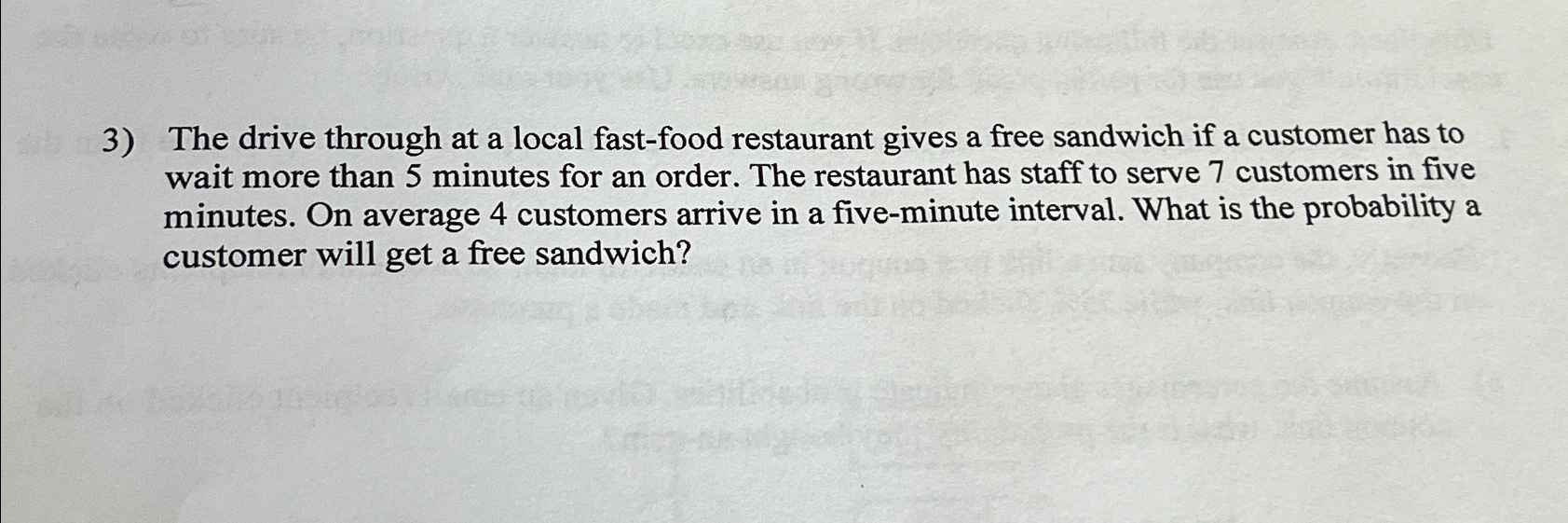 Solved The drive through at a local fast-food restaurant | Chegg.com