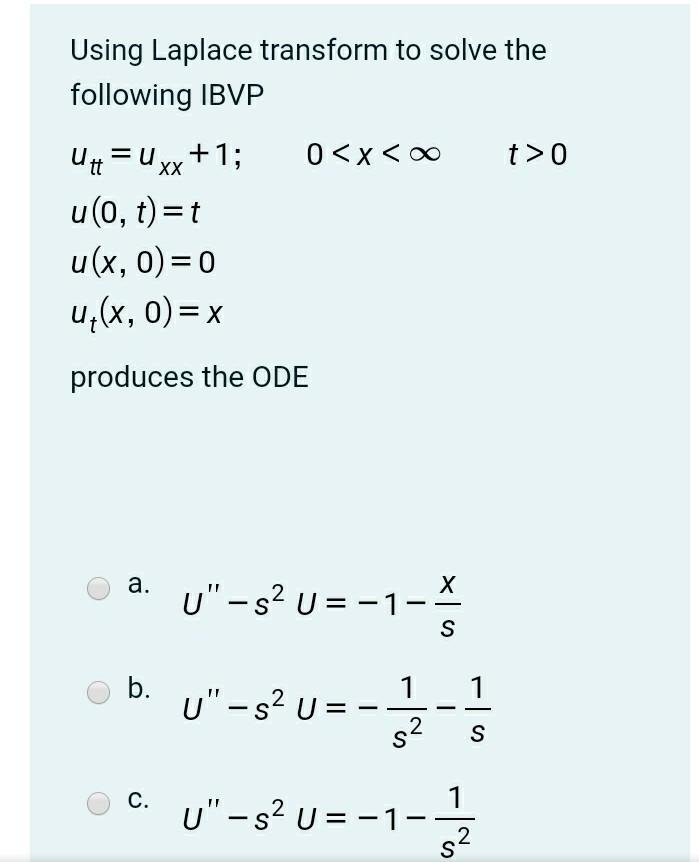 Solved Using Laplace transform to solve the following IBVP | Chegg.com