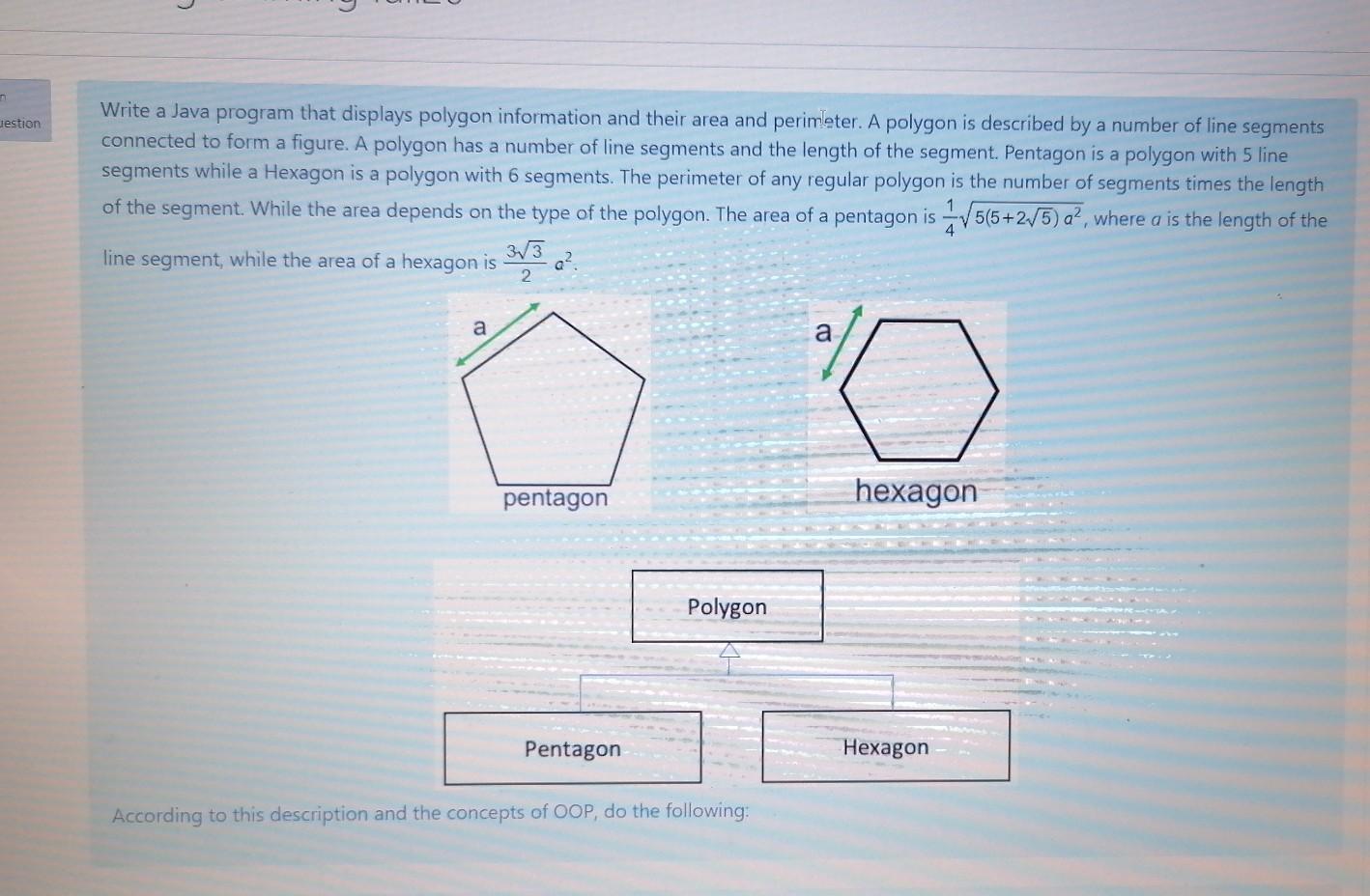 Solved estion Write a Java program that displays polygon | Chegg.com