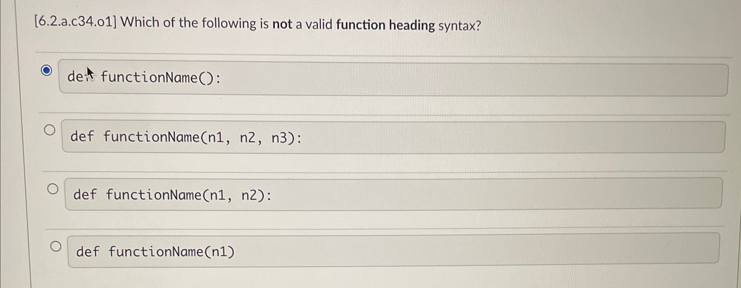 Solved [6.2.a.c34.o1] ﻿Which of the following is not a valid | Chegg.com