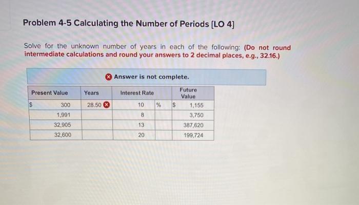 Solved Problem 4-5 Calculating the Number of Periods [LO 4) | Chegg.com