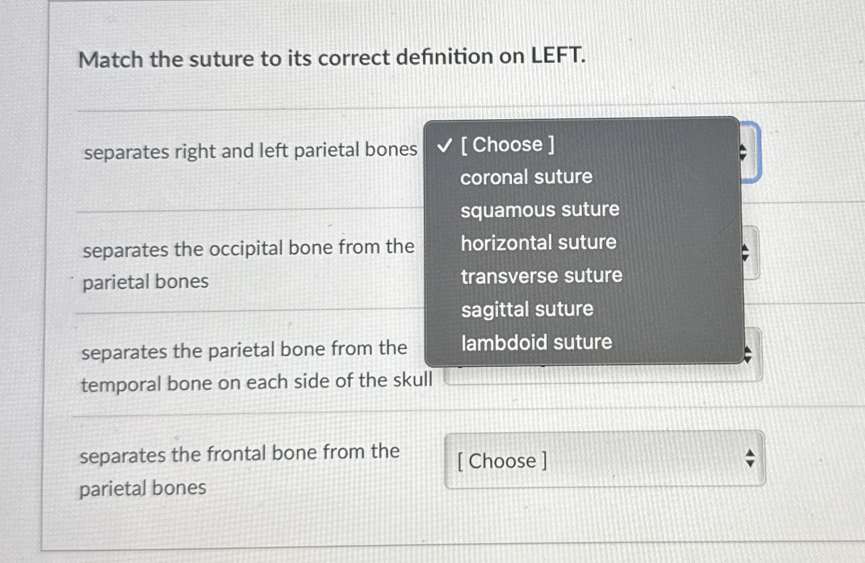 Solved Match the suture to its correct definition on | Chegg.com