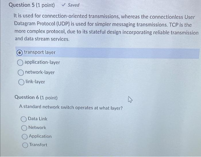 Solved It is used for connection-oriented transmissions, | Chegg.com