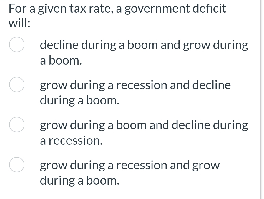 Solved For a given tax rate, a government | Chegg.com