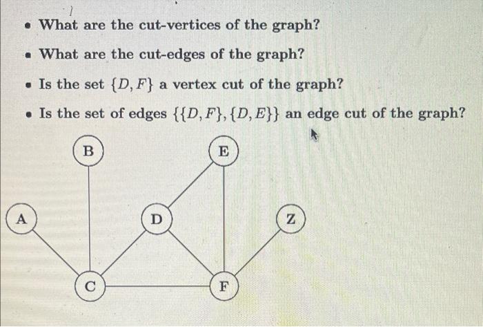 Solved - What are the cut-vertices of the graph? - What are | Chegg.com