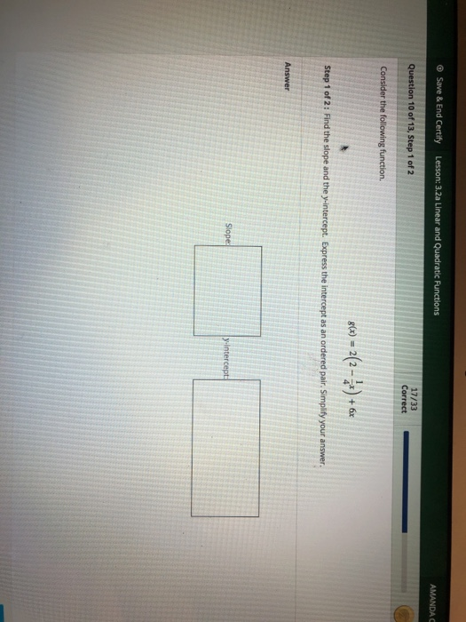 Solved O Save & End Certify Lesson: 3.2a Linear and | Chegg.com