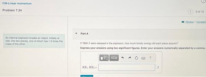 Solved An internal explosion breaks an object, initially of | Chegg.com