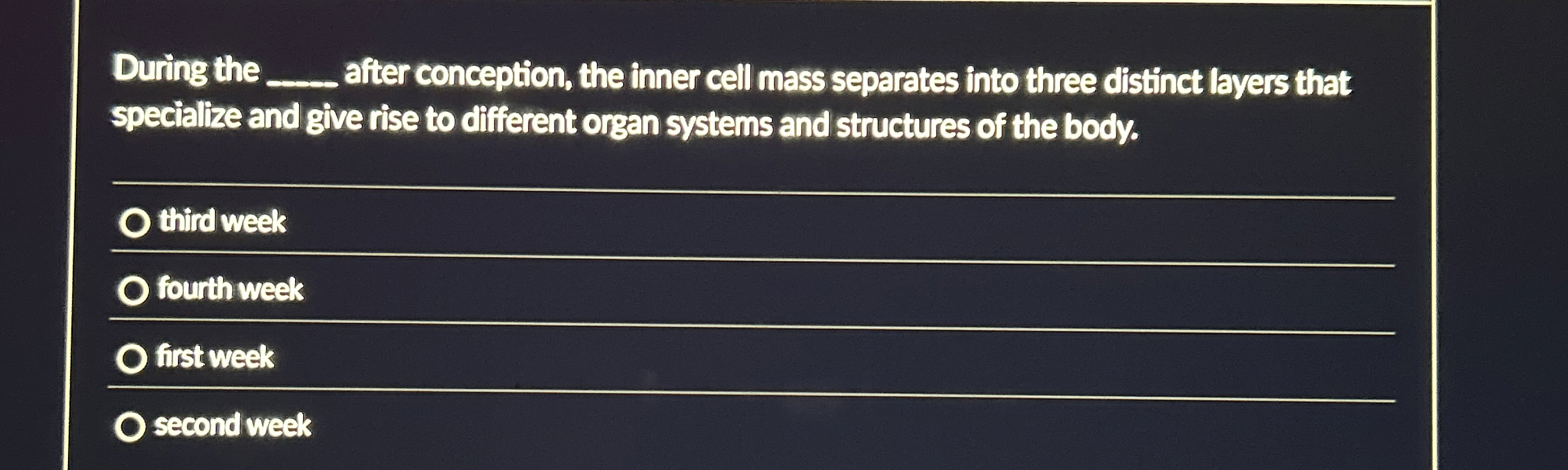 Solved During the q, ﻿after conception, the inner cell mass | Chegg.com