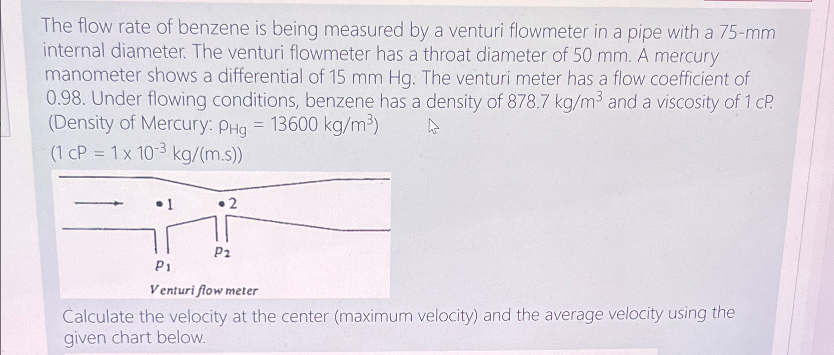 Solved The flow rate of benzene is being measured by a | Chegg.com