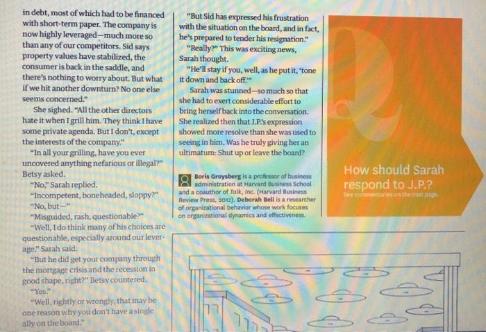 Solved Foto inally, Sarah thought. J.P. Offutt, the CEO, | Chegg.com