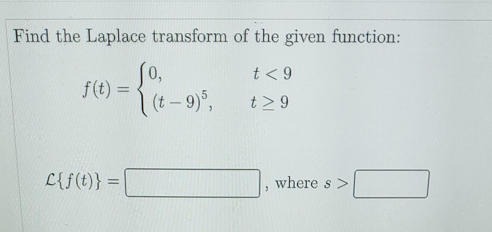 Solved Find the Laplace transform of the given function: | Chegg.com