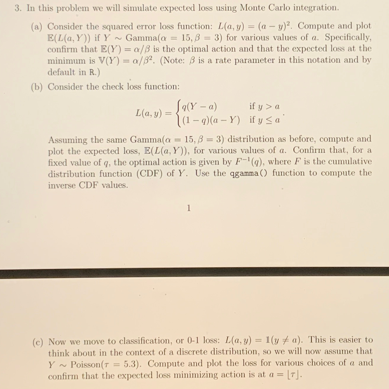 Solved In this problem we will simulate expected loss using | Chegg.com