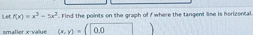 Solved Let f(x)=x3-5x2. ﻿Find the points on the graph of f | Chegg.com