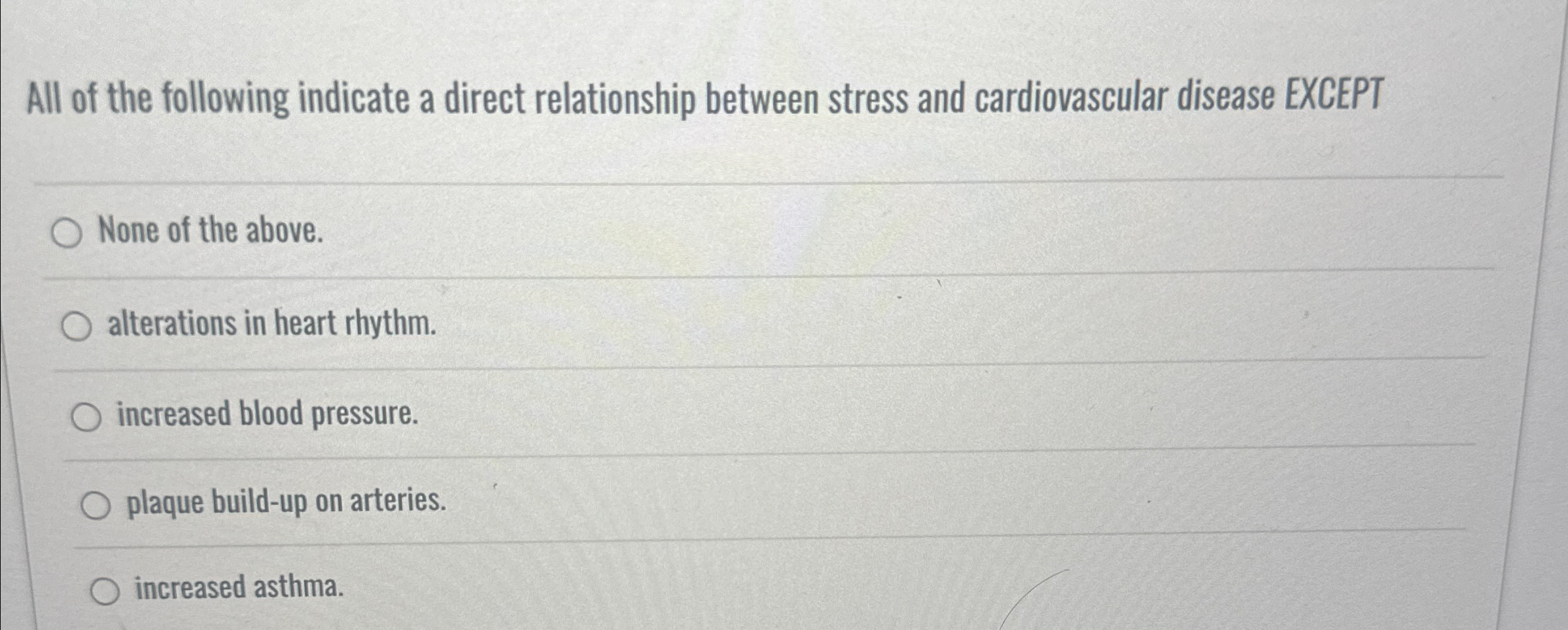 Solved All of the following indicate a direct relationship | Chegg.com