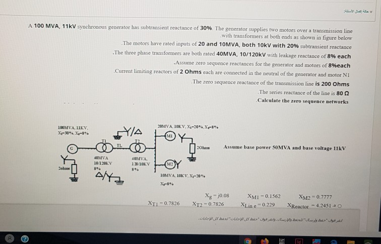 Solved و مالية المال السنة A 100 MVA, 11kV synchronous | Chegg.com