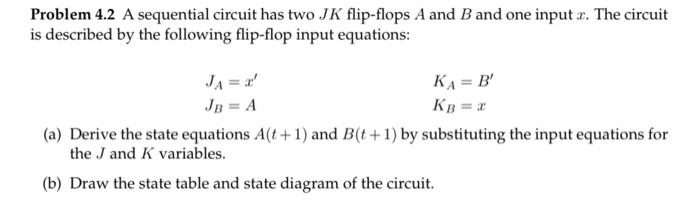 Solved Problem 4.2 A sequential circuit has two JK | Chegg.com
