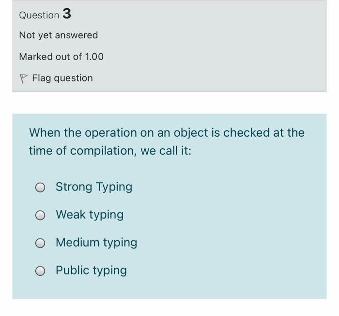 Solved Question 3 Not yet answered Marked out of 1.00 Flag | Chegg.com