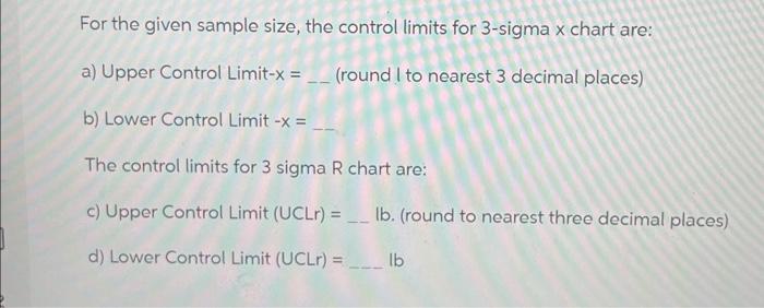 Solved Refer to Table S6.1 - Factors for Computing Control | Chegg.com
