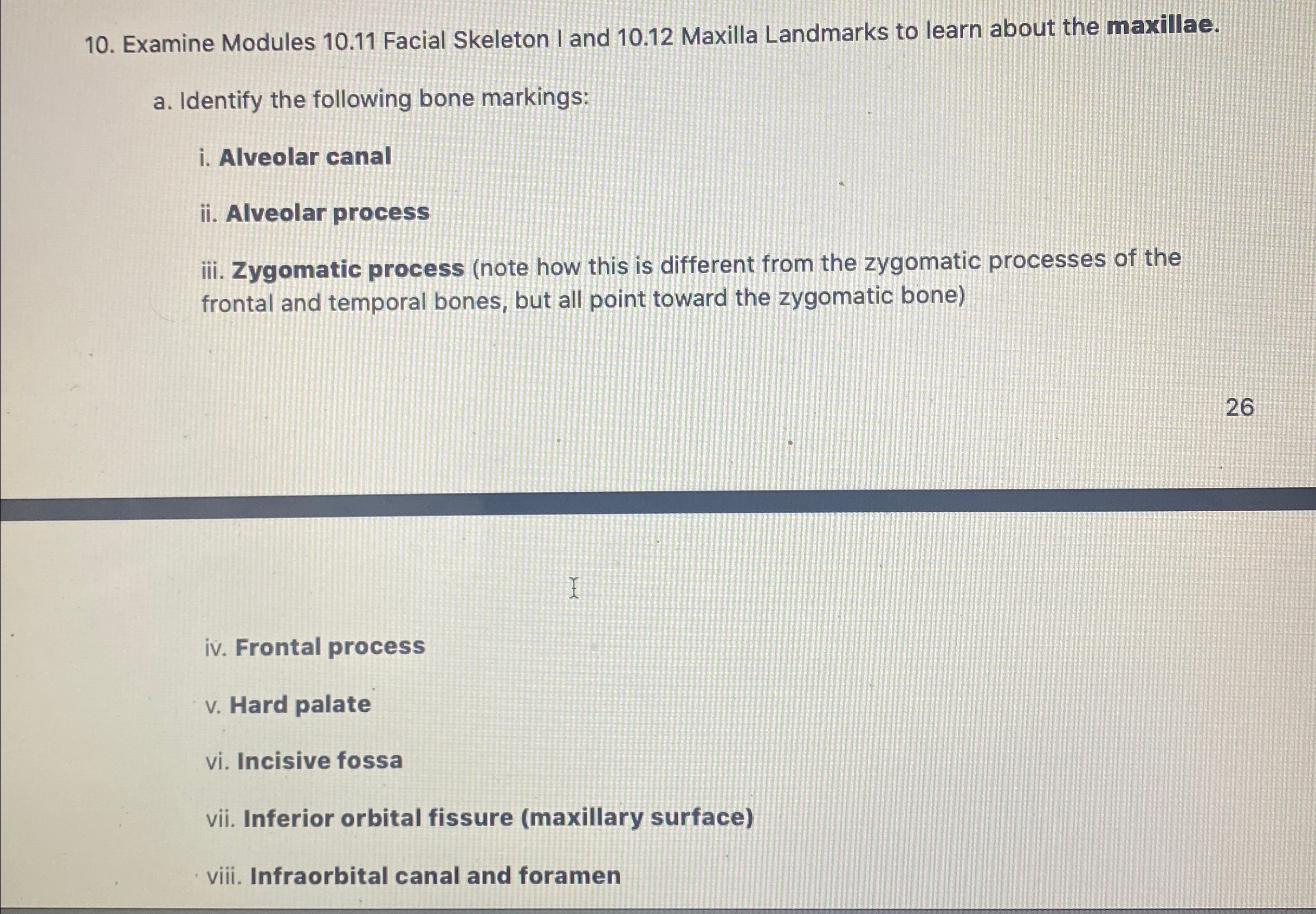 Solved Examine Modules 10.11 ﻿Facial Skeleton I and 10.12 | Chegg.com