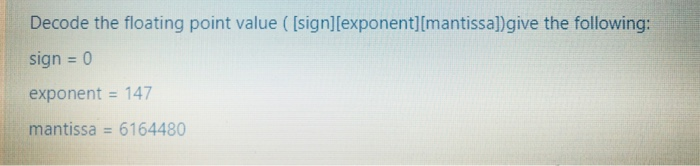 Solved Decode the floating point value | Chegg.com