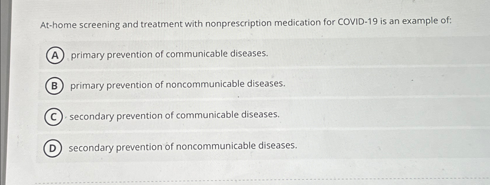Solved At-home screening and treatment with nonprescription | Chegg.com