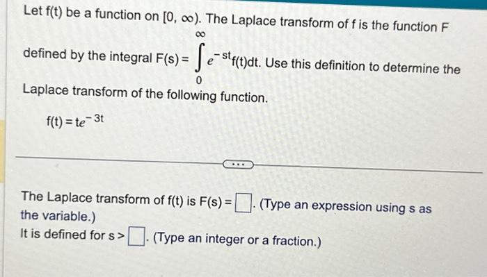 Solved Let f(t) be a function on [0,∞). The Laplace | Chegg.com