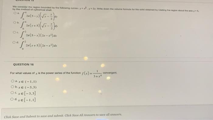 Solved We consider the region bounded by the following yay2x | Chegg.com