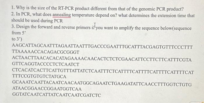 Solved Design the forward and reverse primers if you want to | Chegg.com