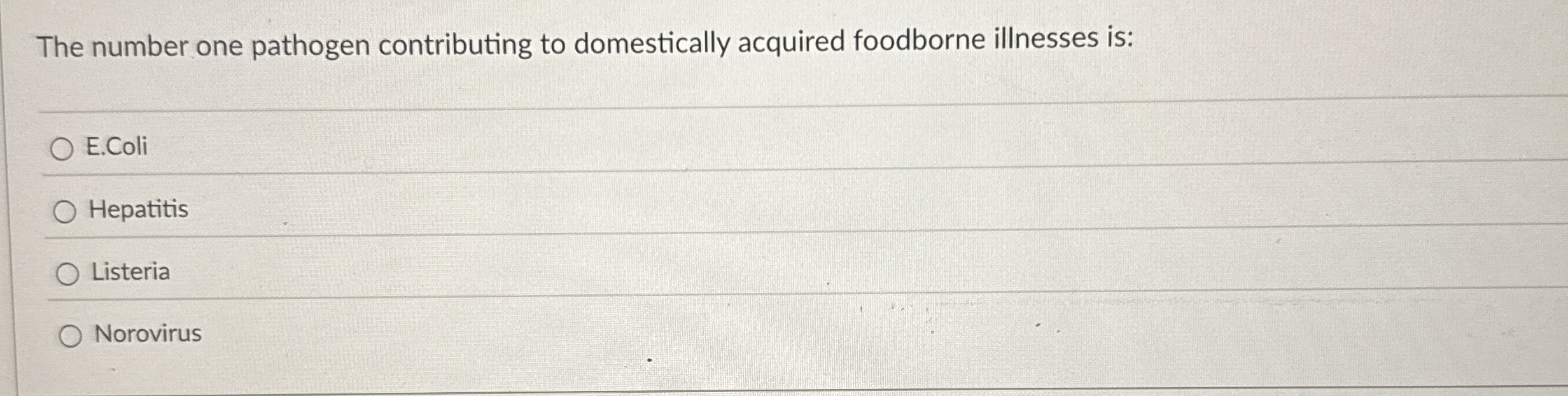 Solved The number one pathogen contributing to domestically | Chegg.com