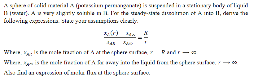 Solved A sphere of solid material A (potassium permanganate) | Chegg.com