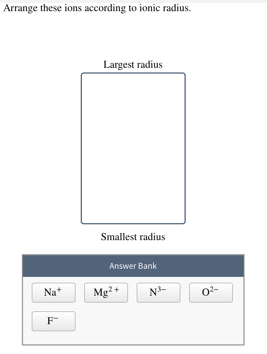 High Quality SOLUTION Arrange these ions according to ionic radius.Smallest | Chegg.com
