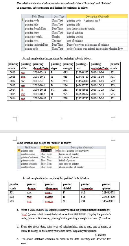 Solved The relational database below contains two related | Chegg.com
